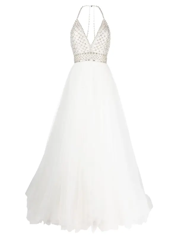 Jenny Packham Eva Crystal-embellished Gown - White