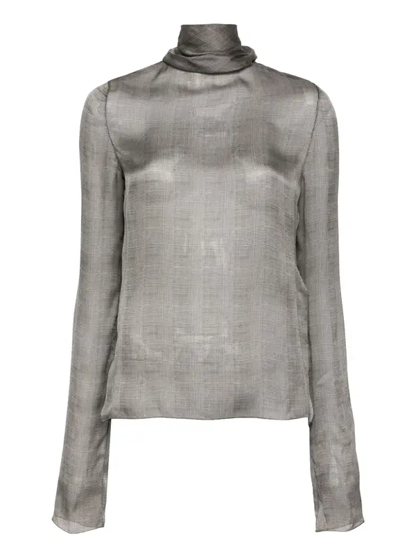 Saint Laurent Checked Blouse - Neutrals