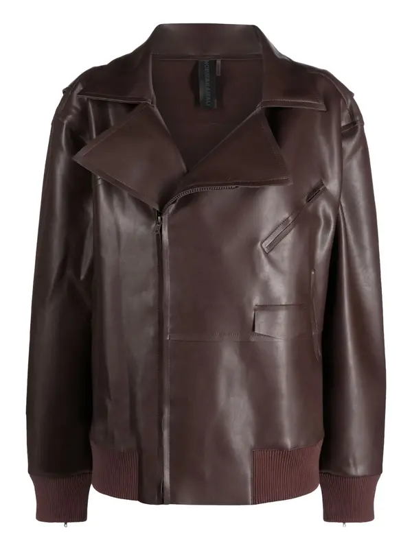 Norma Kamali Oversized Zip-up Biker Jacket - Brown