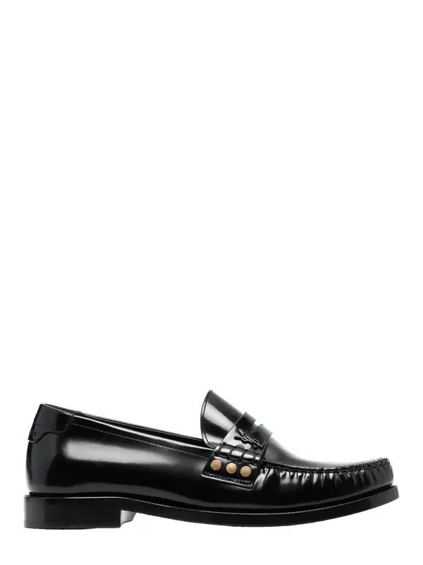 Saint Laurent Leather Penny Loafers - Black