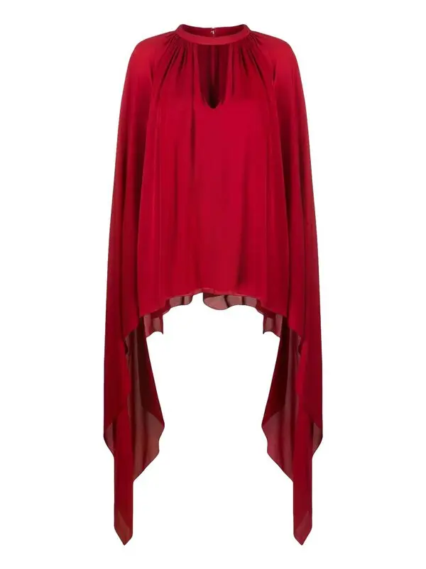 Elie Saab Ruched Silk Blouse - Red