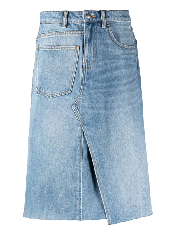 Tory Burch Deconstructed Denim Skirt - Blue