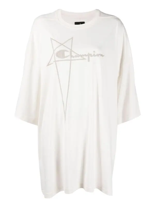 Rick Owens Logo-embroidered T-shirt - Neutrals