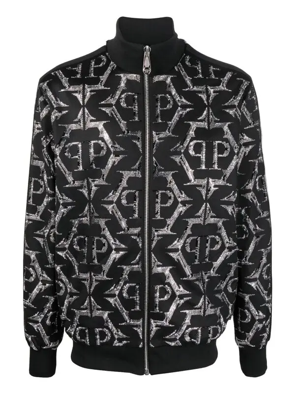 Philipp Plein Rhinestone-embellished Zip-up Jacket - Black