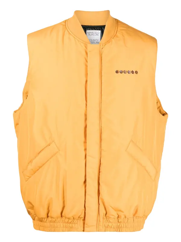 COUNTY OF MILAN Marcelo Burlon Logo-print Padded Gilet - Orange