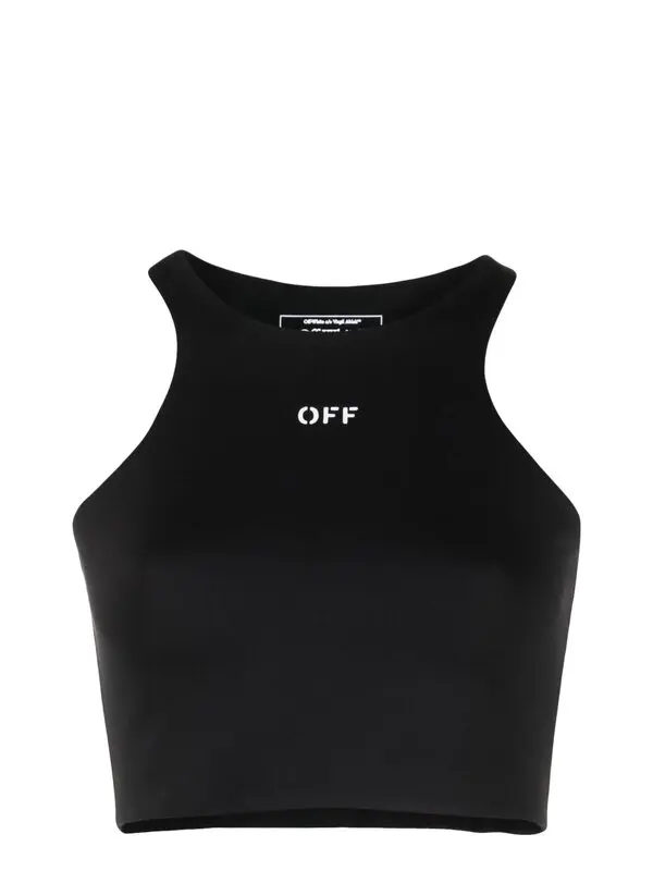 Off-White Logo-print Cropped Tank Top - Black