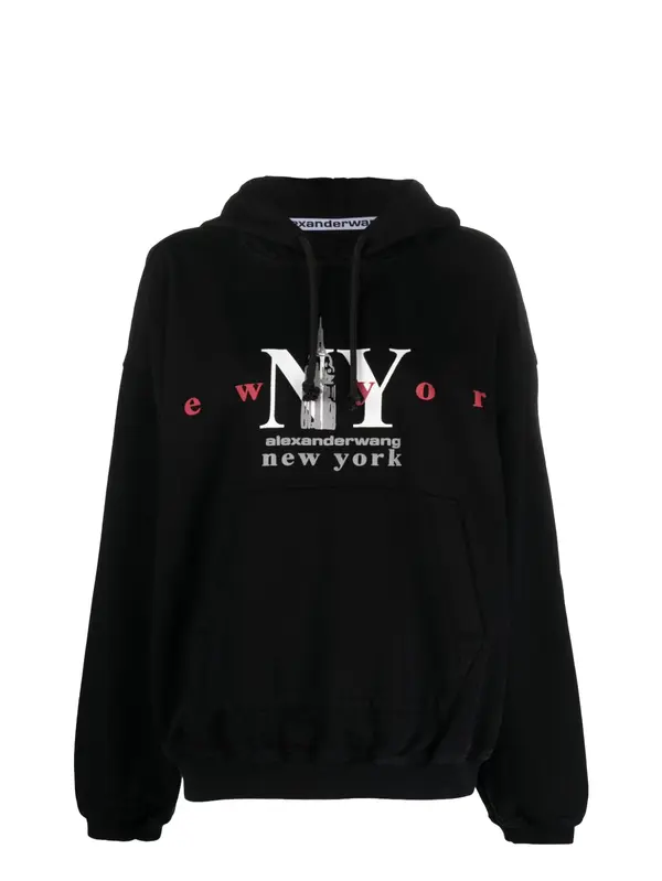 Alexander Wang Logo-print Hoodie - Black
