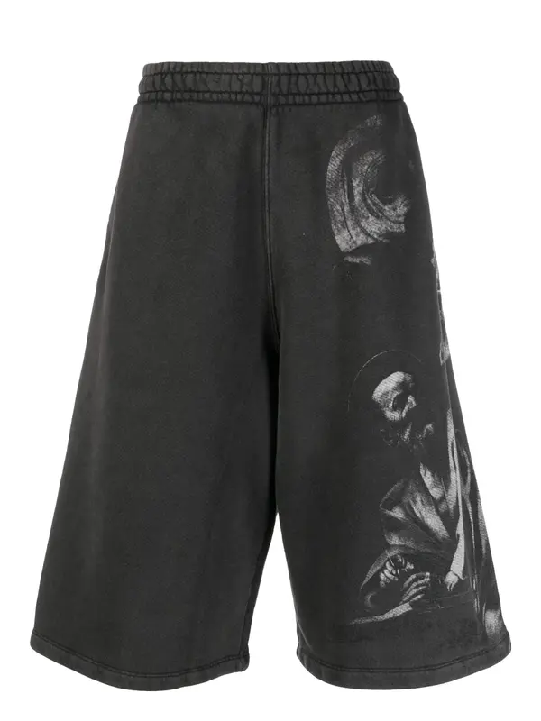 Off-White Saint Matthew Print Track Short - Black
