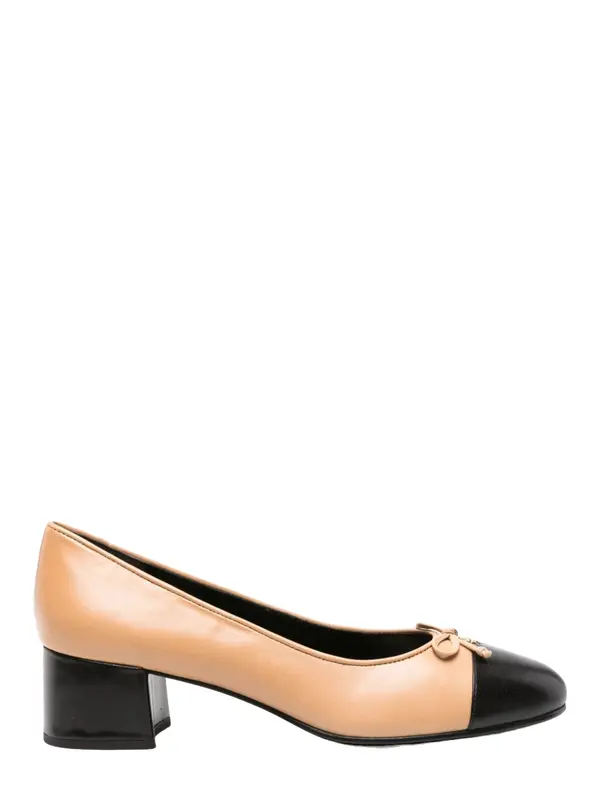 Tory Burch 45mm Cap-toe Leather Pumps - Neutrals