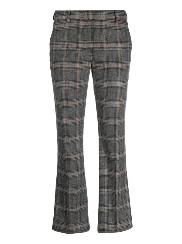 PT TORINO Plaid Wool-blend Trousers - Grey