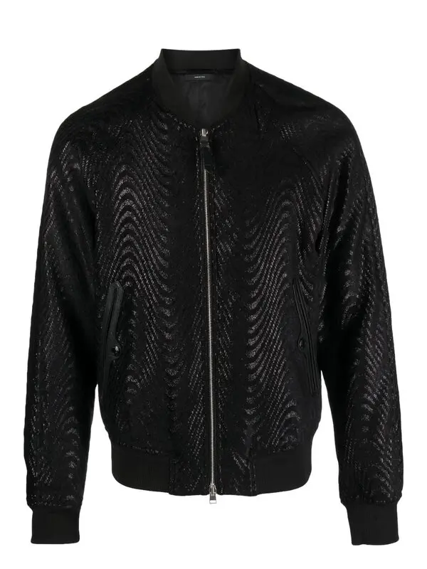 TOM FORD Wave Jacquard Bomber Jacket - Black