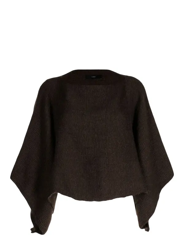 Voz Crew-neck Alpaca Wool Cape - Brown