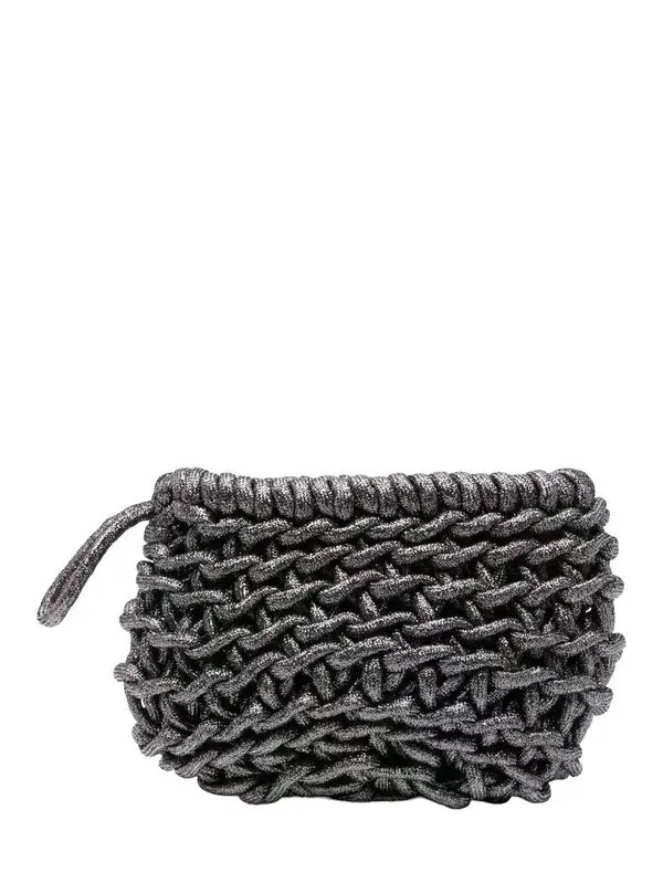 Alienina Interwoven Metallic Clutch - Silver