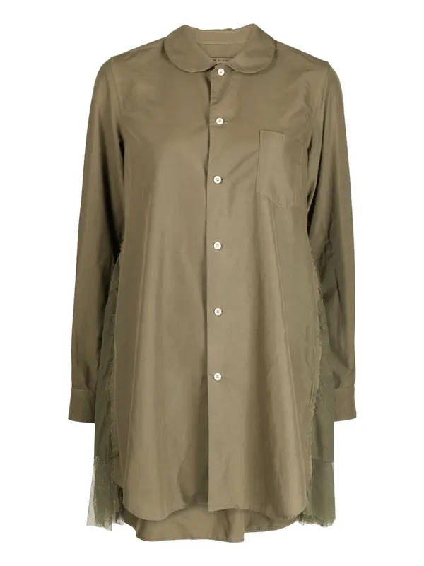 Comme Des Garçons Tulle-panel Asymmetric Shirt - Green