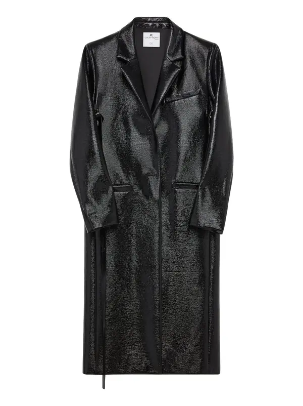 COURREGES Vinyl Mid-length Trench Coat - Black