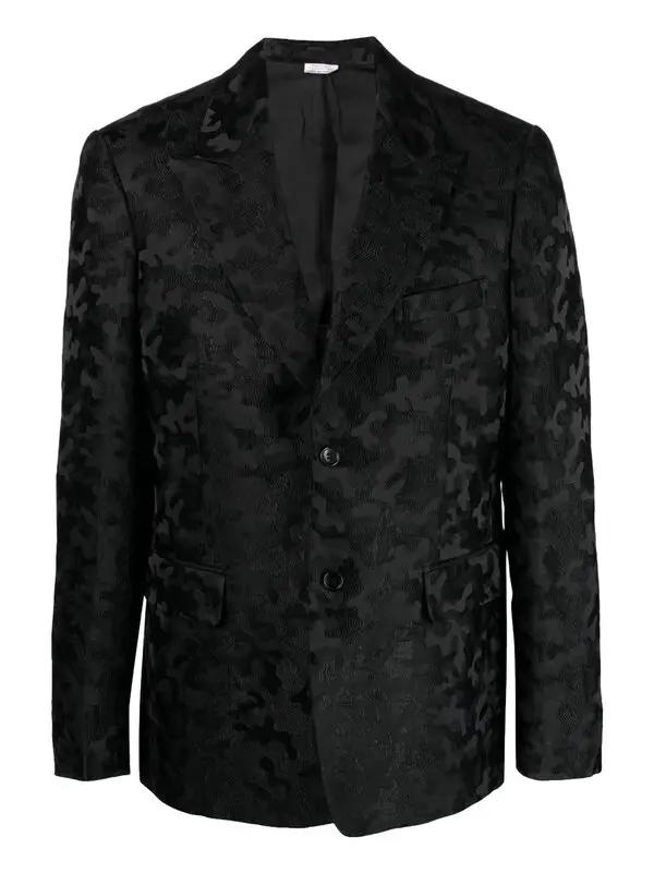 Comme Des Garçons Single-breasted Jacquard Blazer - Black