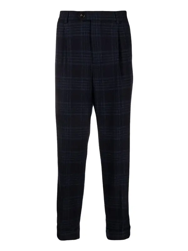 Brunello Cucinelli Prince Of Wales Pleated Trousers - Blue