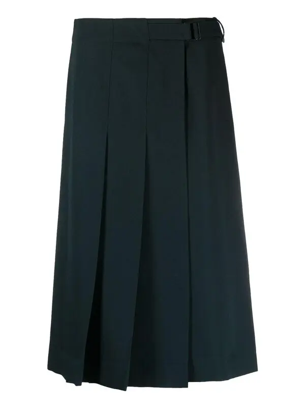 LEMAIRE Pleated Wool Wrap Skirt - Black