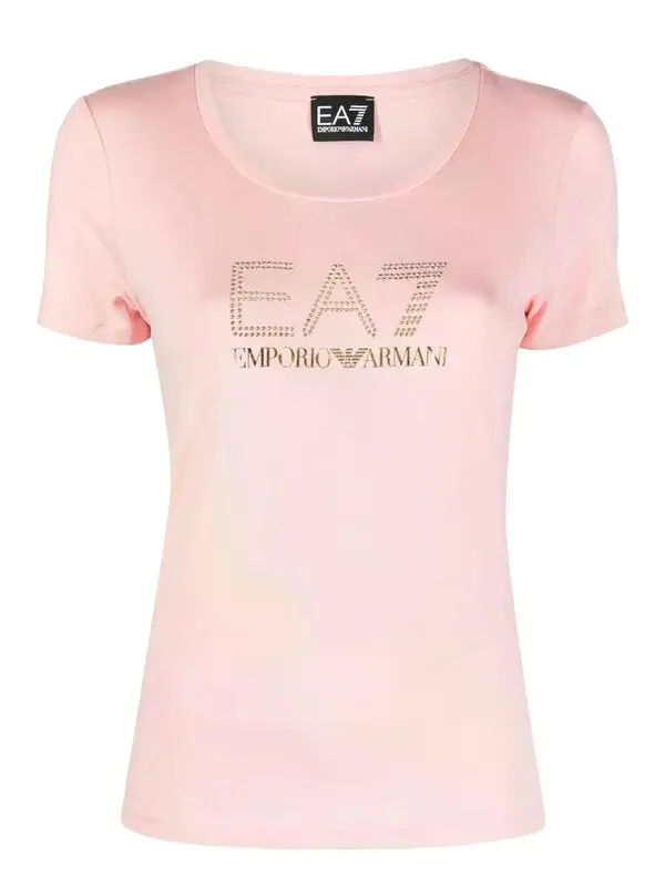 EA7 Studded-logo Cap-sleeve T-shirt - 1418 Silver Pink