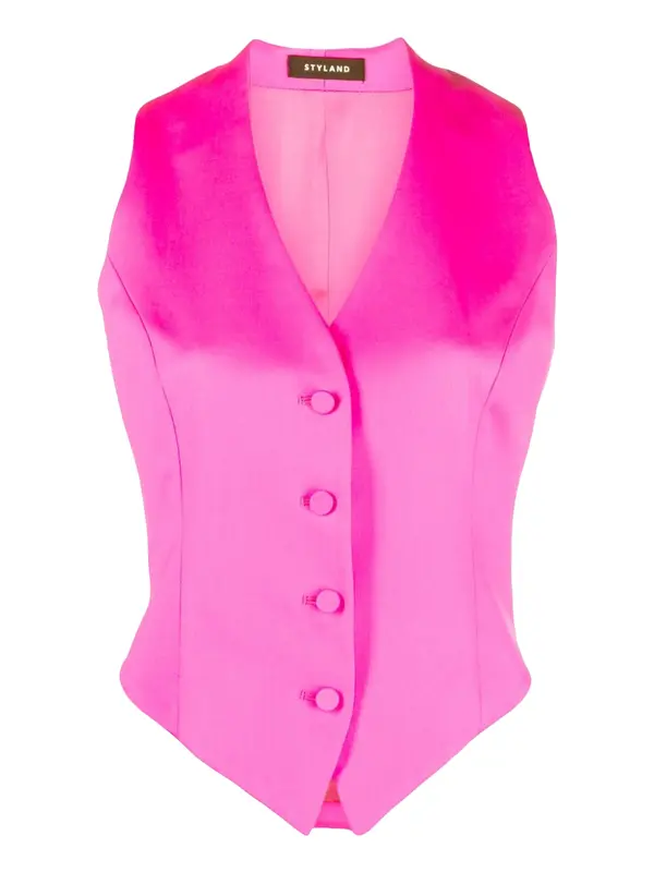 STYLAND V-neck Sleeveless Gilet - Pink