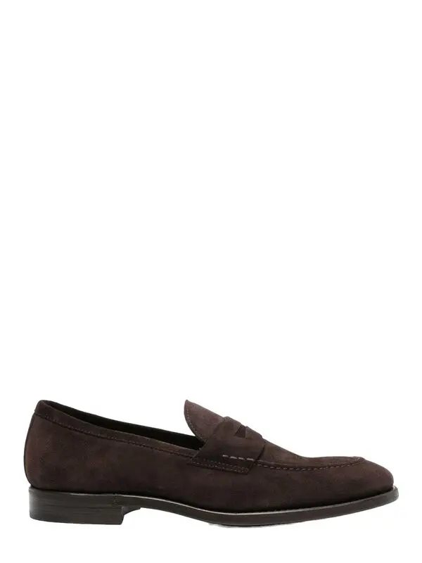 HENDERSON BARACCO Almond-toe Suede Loafers - Brown