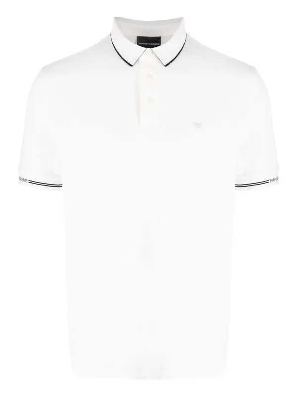 Emporio Armani Logo-embroidered Cotton Polo Shirt - White