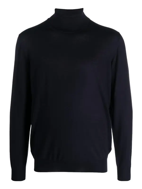 Fedeli Roll-neck Virgin Wool Jumper - Blue
