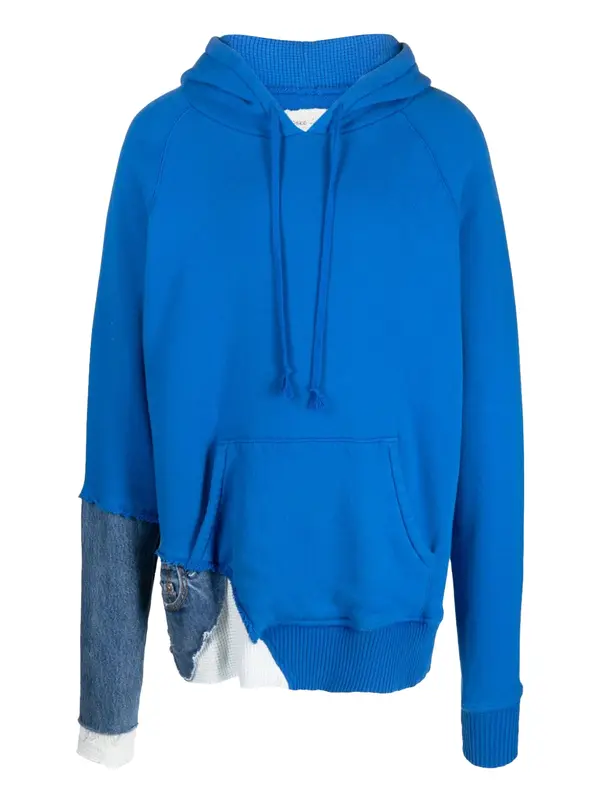 GREG LAUREN Fragment Panelled Hoodie - Blue