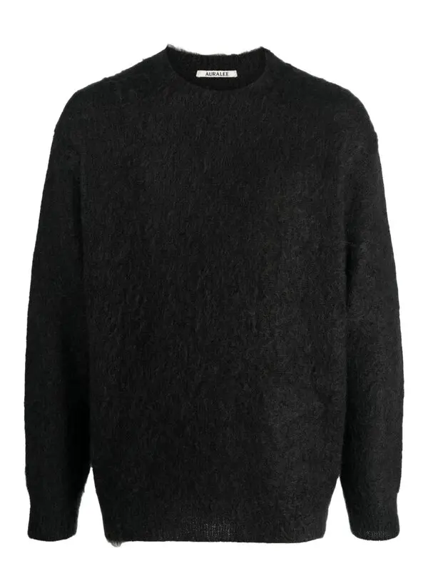 Auralee Fleece Crew-neck Jumper - Black