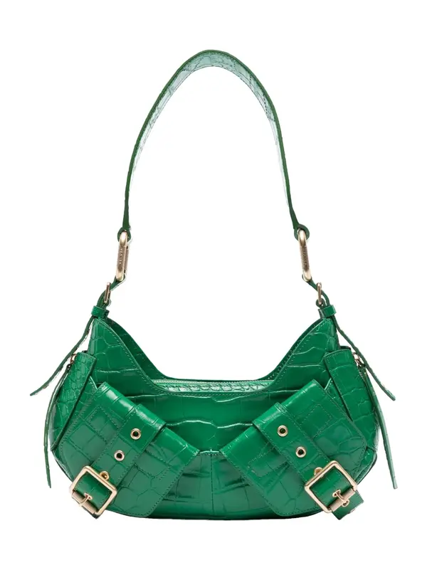 BIASIA Y2k Crocodile-embossed Leather Shoulder Bag - Green
