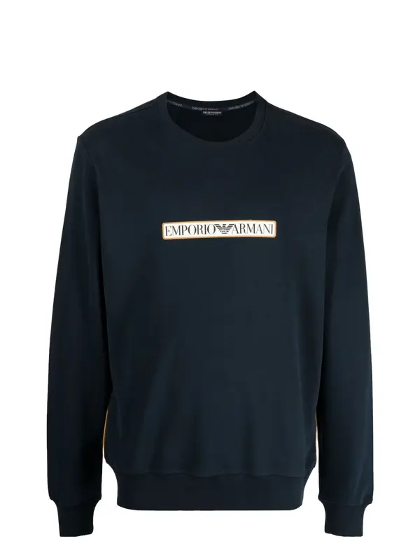 Emporio Armani Logo-print Cotton Sweatshirt - Blue