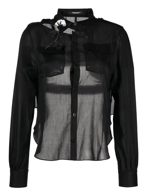 UNDERCOVERISM Cut-out Cotton Blend Shirt - Black
