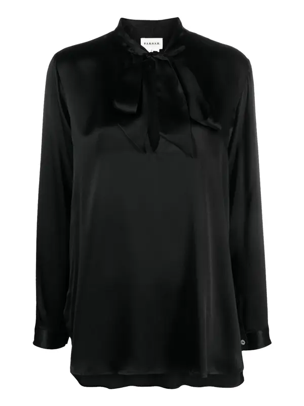 P.a.r.o.s.h Pussy-bow Silk Shirt - Black