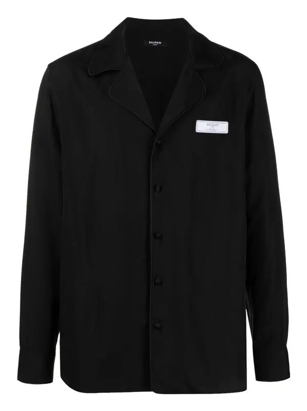 Balmain Logo-patch Long Sleeve Shirt - Black
