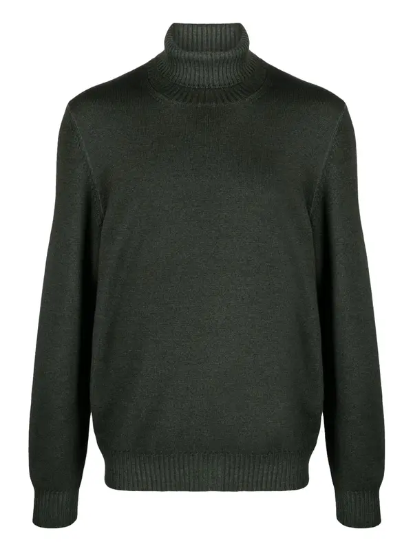 BARBA NAPOLI Roll-neck Virgin Wool Jumper - Green