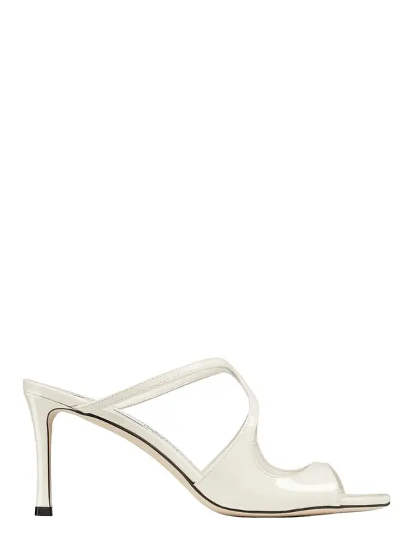 JIMMY CHOO Anise 75mm Patent Leather Mules - White