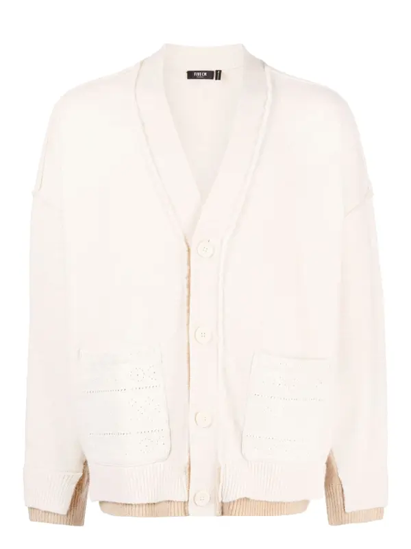 FIVE CM Embroidered Knitted Cardigan - White