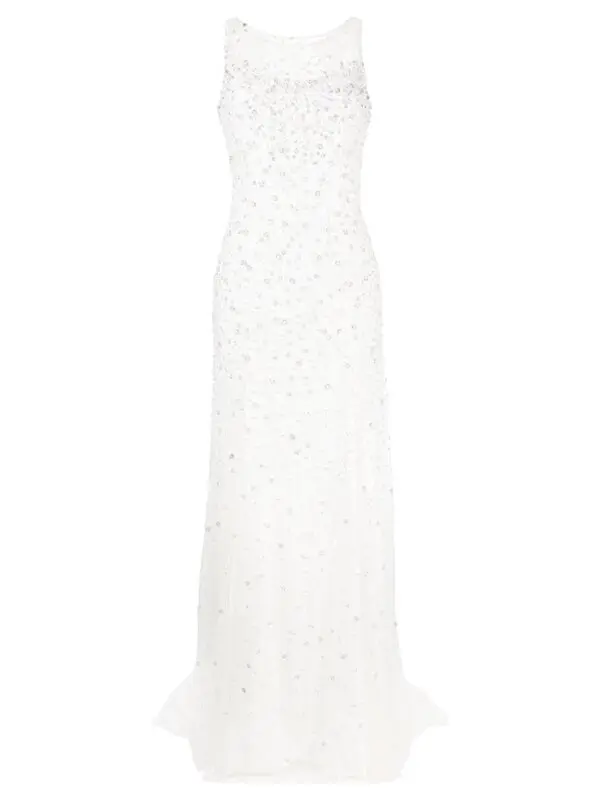Jenny Packham Ida Embellished Pleated Dress - White