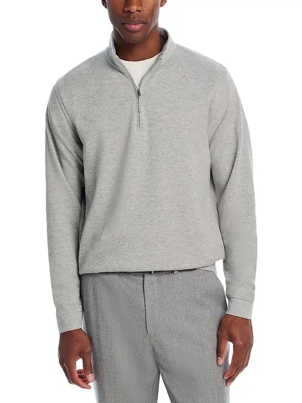 Peter Millar Crown Comfort Quarter Zip Pullover - Light Grey