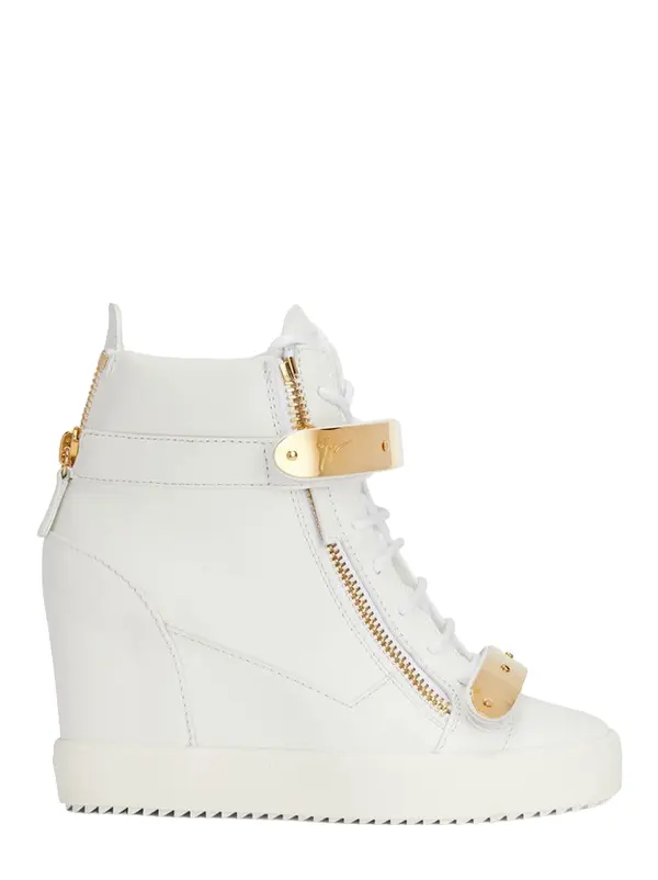 GIUSEPPE ZANOTTI Coby Leather Wedge Sneakers - White