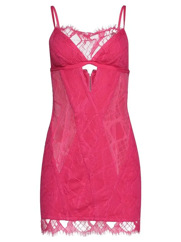 DION LEE Oblique Lace Corset Mini Dress - Candy Pink