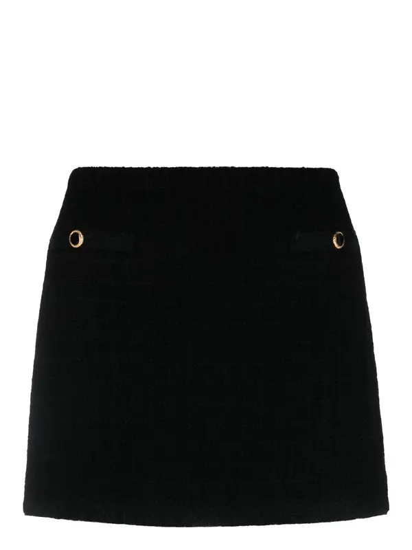 Alessandra Rich Bouclé Miniskirt - Black