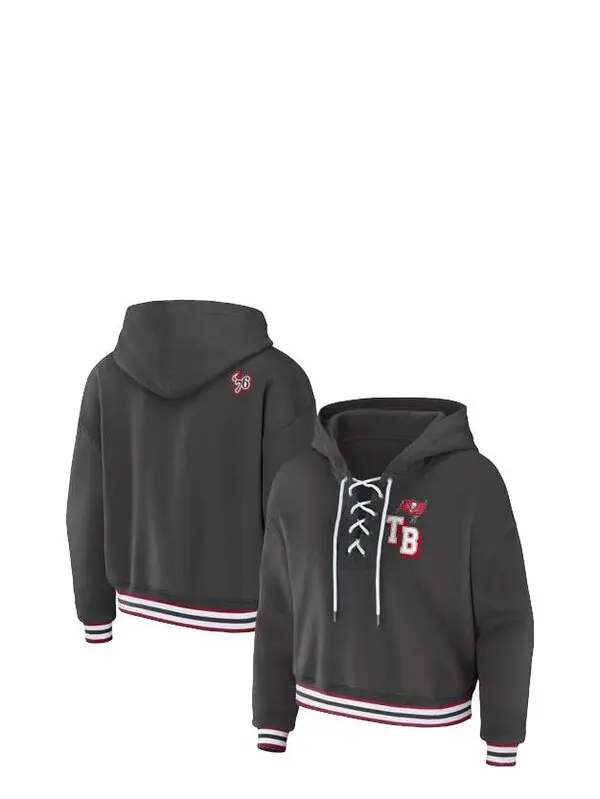 WEAR BY ERIN ANDREWS Tampa Bay Buccaneers Lace-up Hoodie - Pewter
