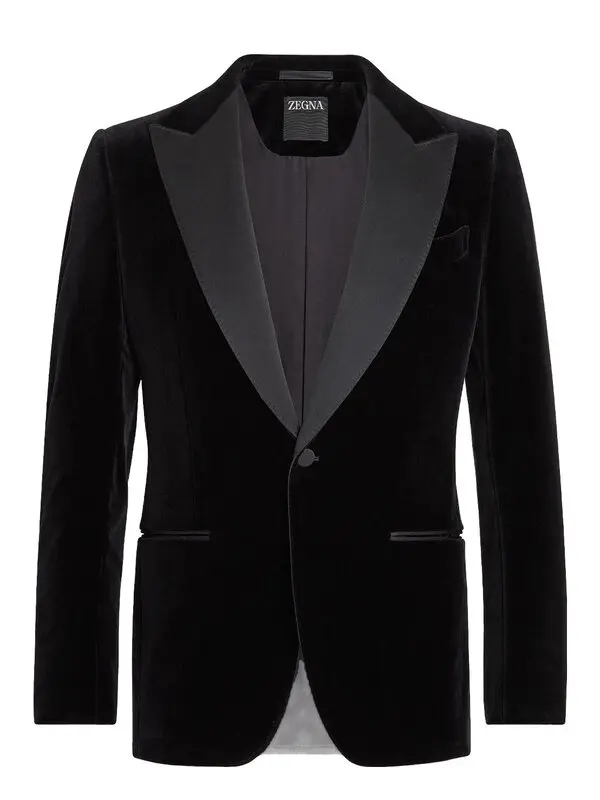 Zegna Single-breasted Velour Blazer - Black