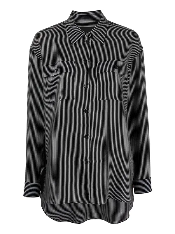 NILI LOTAN Stripe-print Silk Shirt - Black