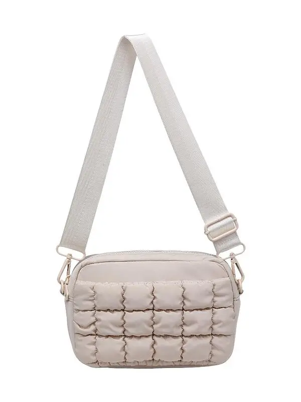 SOL AND SELENE Quilted Nylon Crossbody - Cream