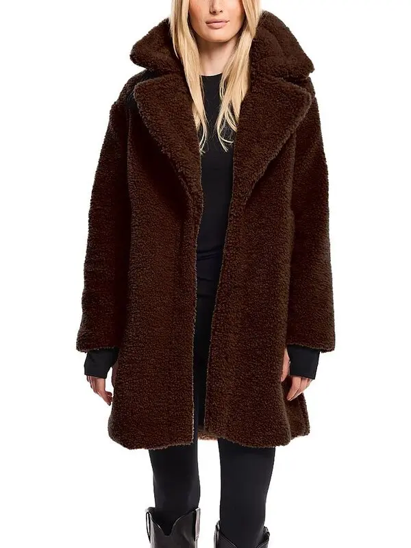 Sam. Sherpa Mid Length Coat - Chocolate