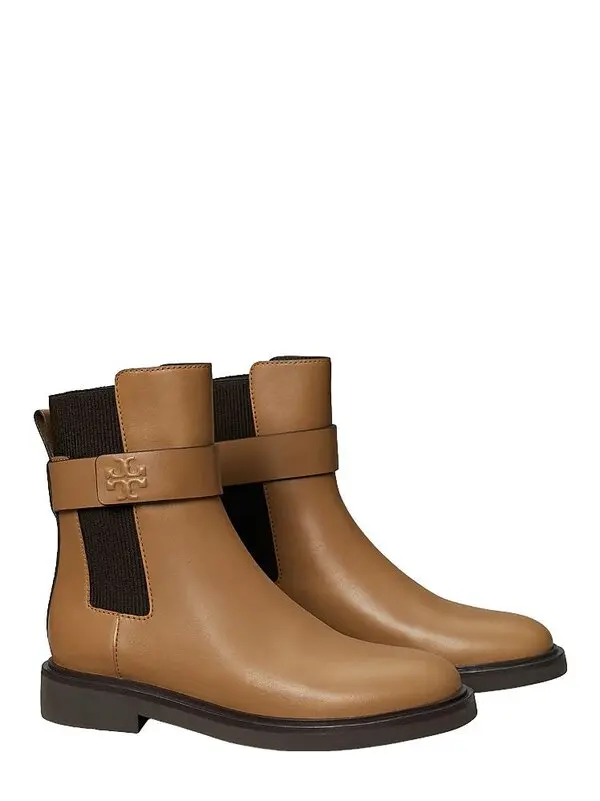 Tory Burch Double T Buckled Chelsea Boots - Almond Flour