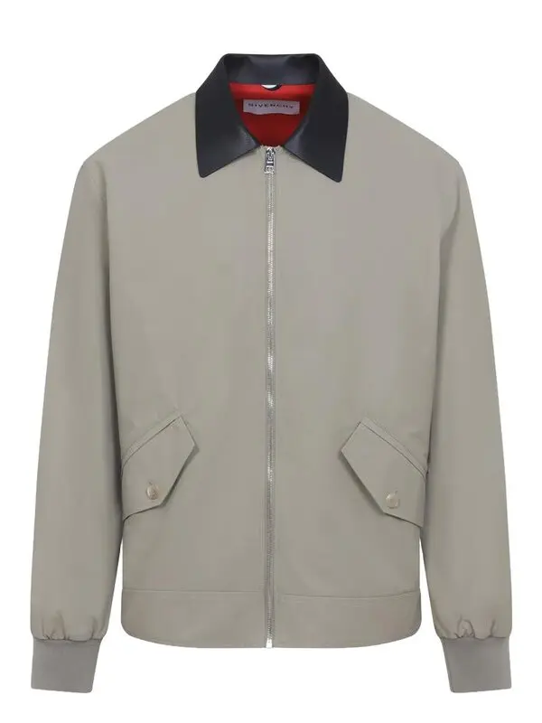 Givenchy Cotton Twill Jacket With Leather Collar - Beige