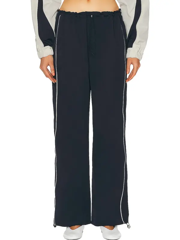 GRLFRND Cinched Waist Wide Leg Pant - Navy & Ivory